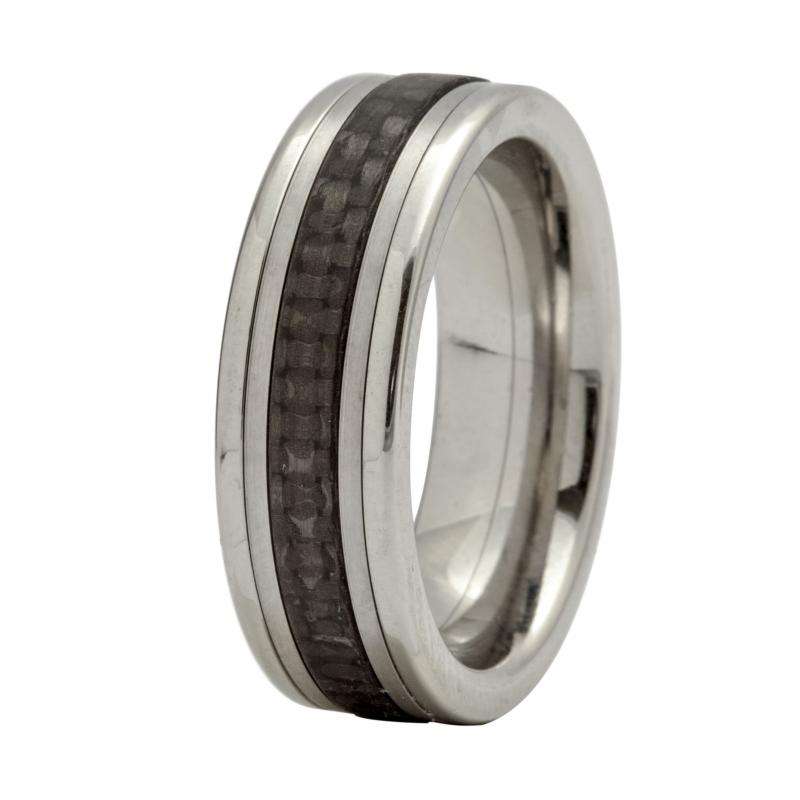 Ring Stahl-Carbon 8mm mit Carbon mittig online bestellen